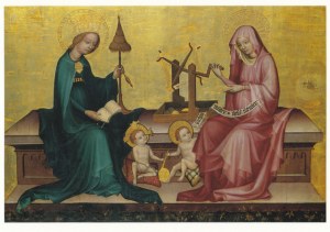 Maria und Elisabeth mit ihren Kindern bei häuslicher Tätigkeit , um ...